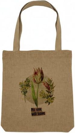Fabulous Sac Shopping Tote Bag Aspect Lin - No One Will Leave Botanique Tulipe Collage Nature Fleurs Vintage Illustration - Sac de Courses Toile Epaisse 360g B
