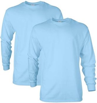 Gildan Ultra Cotton Long Sleeve T-Shirt, Style G2400, Multipack, Bleu Clair, M (Lot de 2) Homme