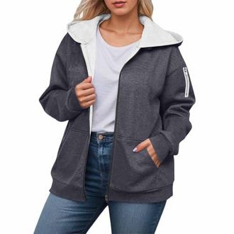 Generic Veste Femme Chic Et Elegant Veste polaire &agrave; capuche grande taille pour femme manteau dhiver chaud et confortable en coupe oversize pour un usage quoti