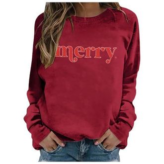 Generic Pull Noel Drole Femme Sweat-Shirt FéMinin éLéGant sans Capuche Manches Longues Col Rond Motif Streetwear DéContracté Confortable Pull Casual Tenue Quo