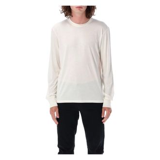 Tom Ford Homme, Tops, Blanc, Taille: 3XL T-shirt à Manches Longues Blanc Craie Classique