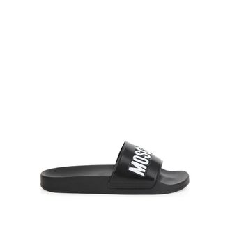 Moschino Schwarze Logo Gummi Pool Slides - - Shoes - Herren - Schwarzk - 41 EU