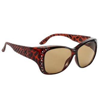 Generic Deskium Lunettes de soleil surdimensionn&eacute;es en strass pour femme, motif l&eacute;opard r&eacute;tro, verres de protection UV