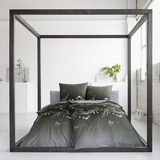 ESTELLA Bettwäsche-Set Jungleleave Mako Satin, 100% Baumwolle, Queen, Twin, 1x Spannbetttuch (155x220 cm), 1x Kissenbezug (80x80 cm), 1 Set