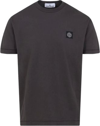 Stone Island Homme, Tops, Noir, Taille: 2XL T-shirt avec Logo