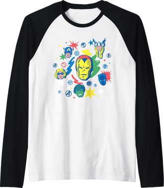 MARVEL Super Heroes Avengers Iron Man Big Face Retro Raglan