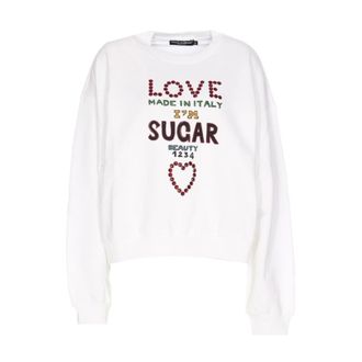 Dolce & Gabbana Sweatshirt mit Rundhalsausschnitt und Print - - Sweatshirts & Hoodies - Damen - Wei&szlig; - XS