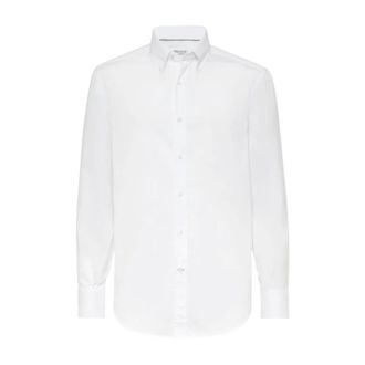 Brunello Cucinelli Homme, Chemises, Blanc, Taille: 2XL Chemise Twill Coupe Classique