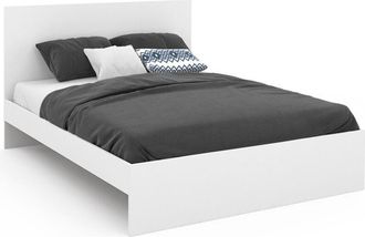 IDMarket Idmarket - Lit double omaha avec tête de lit et sommier 140 x 190 cm blanc