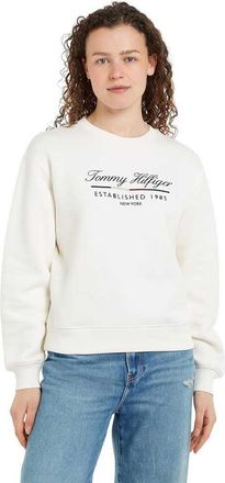 Tommy Hilfiger Damen Sweatshirt mit Rundhalsausschnitt, Elfenbein (Ancient White), XL