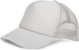 styleBREAKER Unisex 5-Panel Trucker Cap mit Mesh-Einsatz | verstellbares Basecap mit Click Snap Verschluss | luftiges Netz Cap f&uuml;r Damen und Herren, Farbe:Hellgrau
