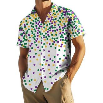 Generic Costume de carnaval pour homme - Chemise &agrave; manches courtes - Coupe droite - Chemise d&eacute;contract&eacute;e avec boutonni&egrave;re - Chemise d&eacute;t&eacute; tendance streetwear -