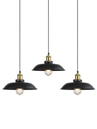 Newrays 3 Pack Lustre Suspendu Noir Style Ferme, Luminaire Industriel pour Plafond pour Restaurant, &Icirc;lot, Couloir, Salle &agrave; Manger