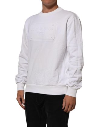Dolce & Gabbana Logo-Embossed Cotton Sweatshirt - White