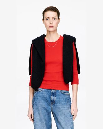 Arket Schmales Geripptes Shirt Mit 3/4-&Auml;rmeln -Rot