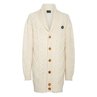 Philipp Plein Cardigan Skull & Bones - - Knitwear - Herren - Wei&szlig; - 2XL