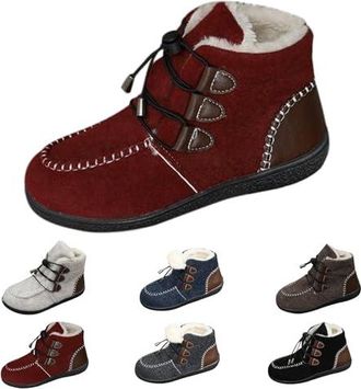 Generic Chaussures dhiver pour femme - Doublées - Bottes dhiver plates antidérapantes - Doublées - Tige courte - Bottes thermiques - Bottines dhiver élégantes