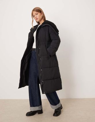 Mango Doudoune avec capuche zippée en fausse fourrure - Noir