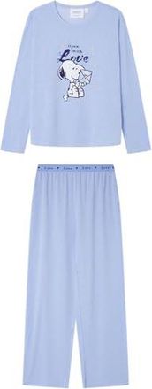 Women'secret Long Pyjama Multilicense Lucky Love Snoopy, Bleu, XL Femme