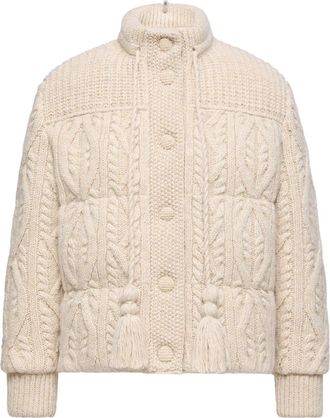 Moncler Moncler Doudoune Courte Melgven En Laine Mélangée, Femme, Blanc, Taille: L