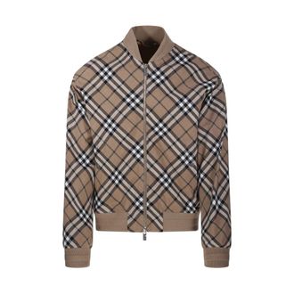 Burberry Homme, Vestes, Beige, Taille: M Blouson Bomber &agrave; Carreaux