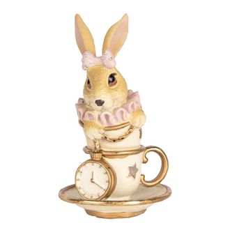 Clayre & Eef Dekorationsfigur Kaninchen 8x8x14 cm Beige Kunststoff