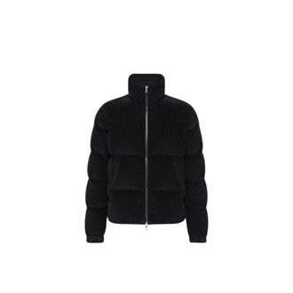 Moncler Moncler Doudoune Courte Esparron En Velours C&ocirc;tel&eacute;, Homme, Bleu, Taille: 1