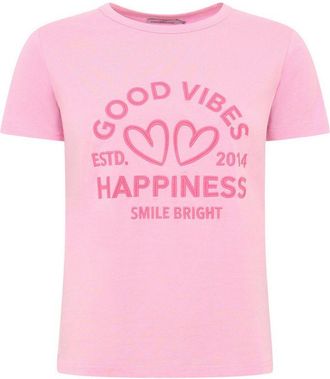 Zwillingsherz T-Shirt Happiness Vibes ton in ton Stickerei, kurzarm, Rundhals