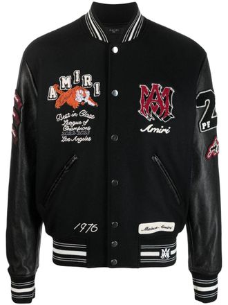 Amiri veste teddy &agrave; patch logo - Noir