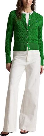 Ralph Lauren Cable-Knit Crewneck Cardigan - Green