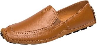 Generic Chaussures en cuir pour homme sans lacets &agrave; enfiler - Bout pointu - Chaussures plates et antid&eacute;rapantes - Chaussures basses pour int&eacute;rieur et ext&eacute;rieu