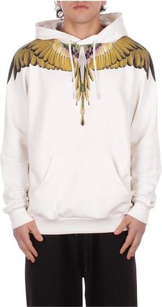Marcelo Burlon Homme, Sweatshirts et sweats &agrave; capuche, Blanc, Taille: XL Logo Front Sweat &agrave; capuche