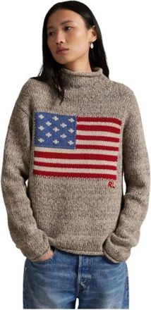 Polo Ralph Lauren Femme, Pulls, Multicolore, Taille: 34 FR Pull Drapeau Am&eacute;ricain