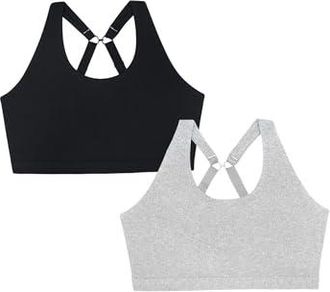 Curvy Couture Cotton Comfort 2-Pack Bralette Soutien-Gorge &agrave; Couverture Totale, Gris chin&eacute;/Noir, XXL Femme