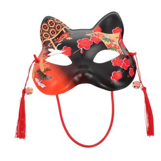 SOLUSTRE Handbemalte Halbgesichts Katzenmaske aus Leichtem mit Elastischem Band Realistisch und Komfortabel für Halloween Cosplay Maskerade Karneval und Themen