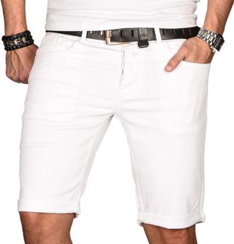 Alessandro Salvarini Herren Designer Jeans Short Kurze Hose Slim Sommer Shorts Bermuda [AS-107a-W33]
