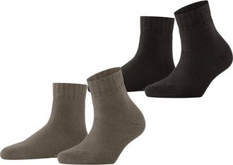 Esprit Damen Plush W SSO Baumwolle einfarbig Socken, Braun Nutmeg Melange Dark Brown 0020, 35-38 (2er Pack)