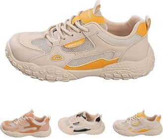 Generic Chaussures de sport pour femme - Chaussures de sport respirantes et confortables - Antid&eacute;rapantes - Semelle plate - Chaussures de marche, jaune, 40 EU