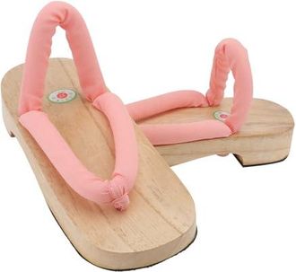 PartyKindom Sandales en Bois et Caoutchouc pour Femme Sabots d&Eacute;t&eacute; Antid&eacute;rapants Taille 39 Semelle Plate Respirante Confort Longue Dur&eacute;e Style Japonerie Talon Rond