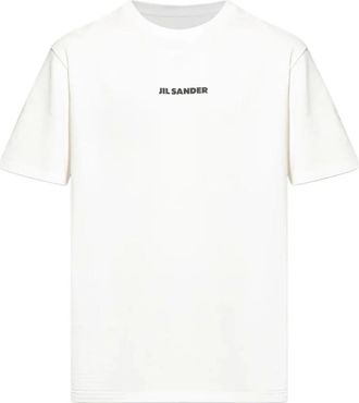 Jil Sander Homme, Tops, Blanc, Taille: S Logo T-Shirt