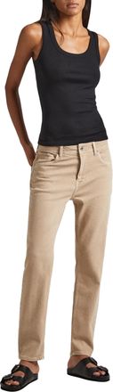 Pepe Jeans London Damen High Waist Tapered PL211704 Pants, Beige, 31W / 32L