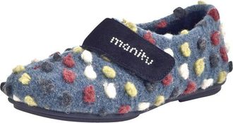 Manitu Home 340149, Damen Flache Hausschuhe - Blau (blau/bunt), 41 EU (7.5 Damen UK)