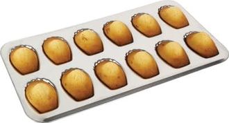 Göbel Plaque de 12 madeleines - Fer blanc - Dimensions : 39,5 x 20 x 1,7 cm - Empreinte : 8 cm - Fabriquée en France