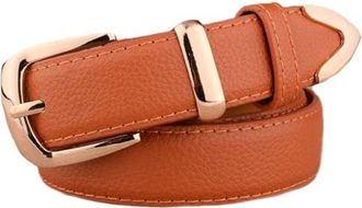 Generic Ceinture en alliage avec boucle en cuir PU pour femme sauvage, marron, noir, blanc, rouge, pantalon pour filles, Orange, 105 cm