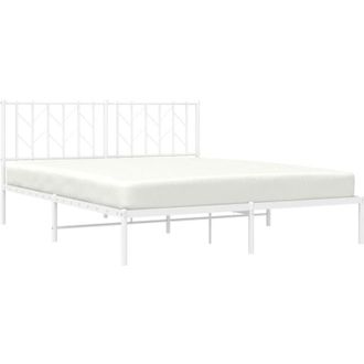 vidaXL Cadre de lit métal sans matelas et tête de lit blanc 160x200 cm Vidaxl