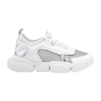 Moncler Femme, Chaussures, Blanc, Taille: 35 1/2 EU Baskets basses blanches en cuir à lacets