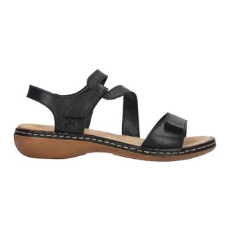 Rieker Femme, Chaussures, Noir, Taille: 37 EU Sandale Confort Noir avec Fermeture Velcro