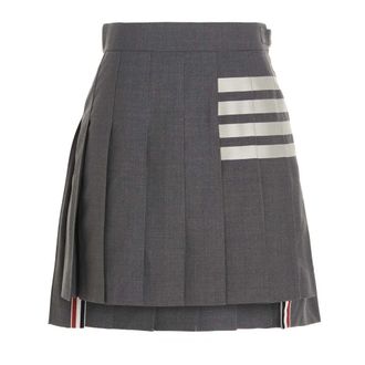 Thom Browne Femme, Jupes, Gris, Taille: 38 FR Jupe pliss&eacute;e &agrave; 4 barres
