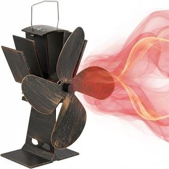 Relaxdays Ofenventilator ohne Strom, ger&auml;uscharm, f&uuml;r Kamin & Ofen, hitzebetrieben, 4 Bl&auml;tter, Kaminventilator, bronze