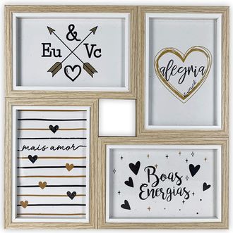 Tommy Hilfiger Bilderrahmen aus Holz für die Wand - 4 Fotos von 10 x 15 cm (Beige)